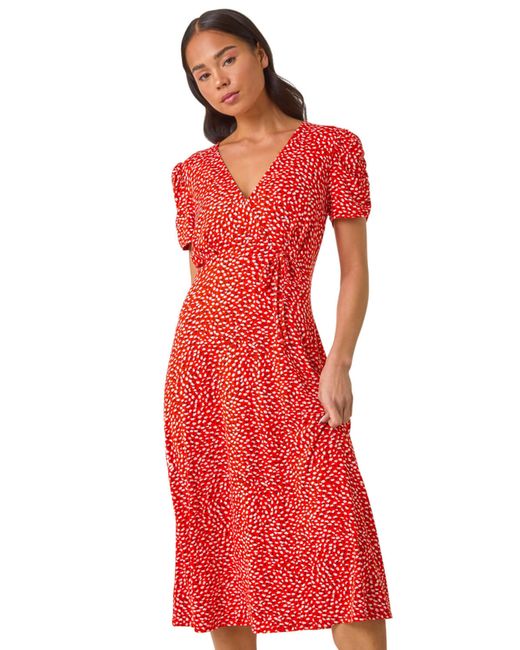 Roman Petite Floral Ditsy Stretch Dress in Red | Lyst UK