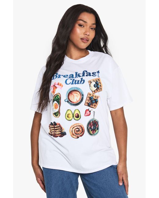 Boohoo Plus Breakfast Club Oversized T-Shirt in White | Lyst UK