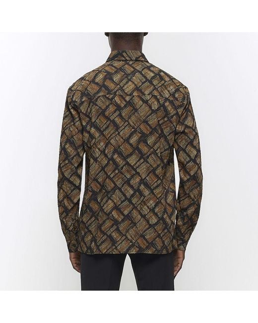 River Island Shirt Regular Fit Brick Texture in Brown for Men | Lyst UK