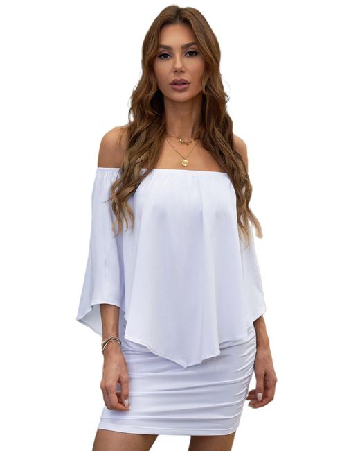 Everyday the Label Multiple Dressing Layered Mini Poncho Dress in White ...