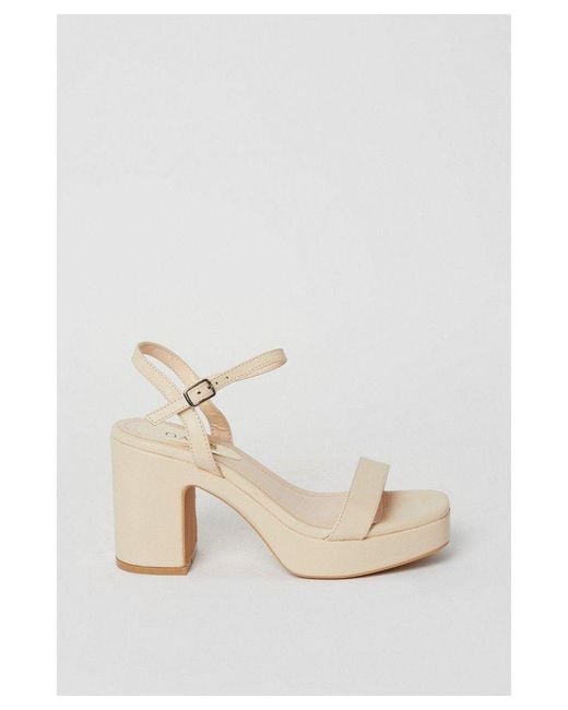 Oasis Maddie Platform High Block Heeled Sandals in White | Lyst UK