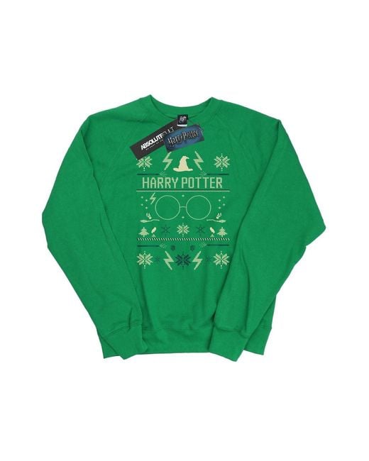 Harry Potter Ladies Christmas Pattern Sweatshirt (Irish) in Green | Lyst UK