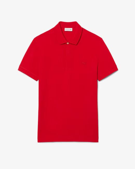 Lacoste Paris Strech Pique Polo Shirt Cotton in Red for Men | Lyst UK