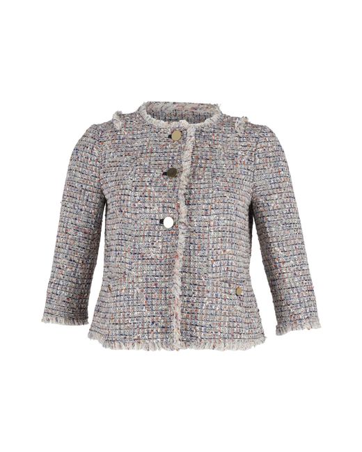 Tory Burch Emma Tweed Jacket in Grey | Lyst UK