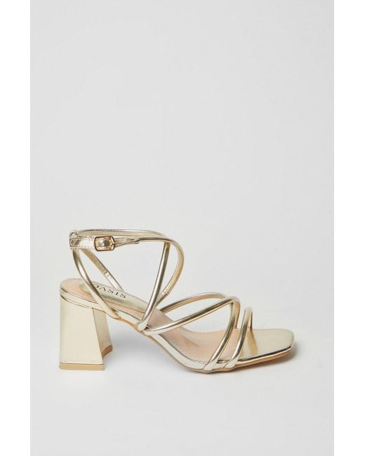 Oasis Mollies Strappy Block Heeled Sandals in White | Lyst UK