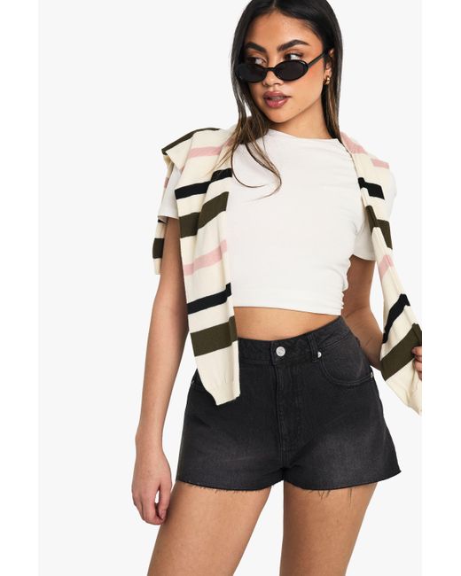 Boohoo Denim Mini Short in Black | Lyst UK