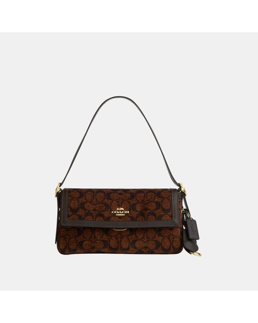 COACH Etta Small Flap Shoulder Bag in Brown | Lyst UK