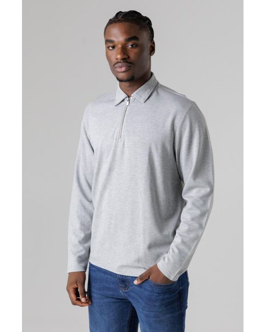 Nines Quarter Zip Fleece Jumper With Smart Collar in Grey for Men | Lyst UK