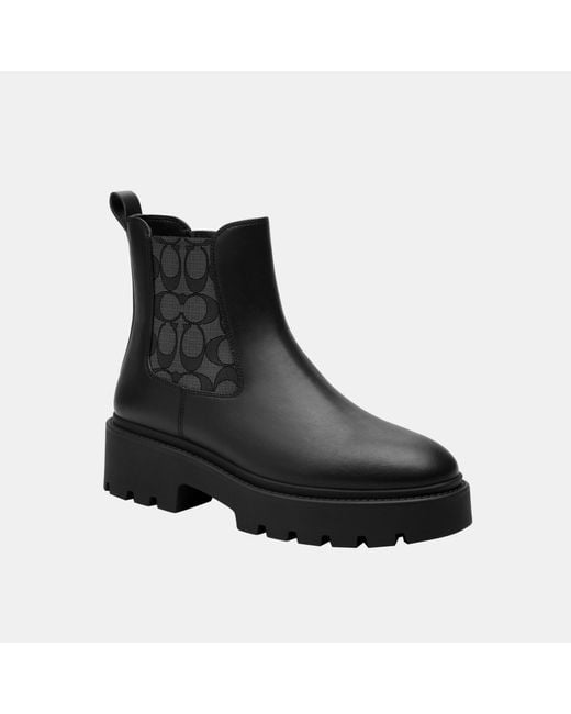 COACH Lucy Chelsea Boot With Signature Polyester in Black | Lyst UK