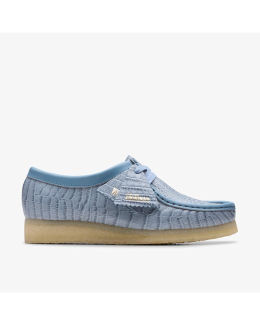 Clarks Wallabee. Powder Croc Shoes in Blue | Lyst UK