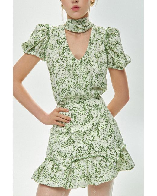 GURANDA Mini Dress With Flowers in Green | Lyst