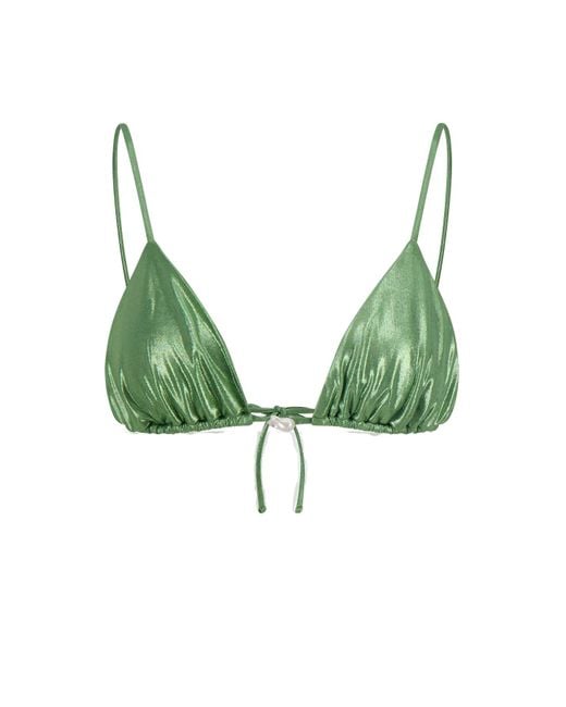 SARA CRISTINA Triangle Bikini With Pearl in Green | Lyst
