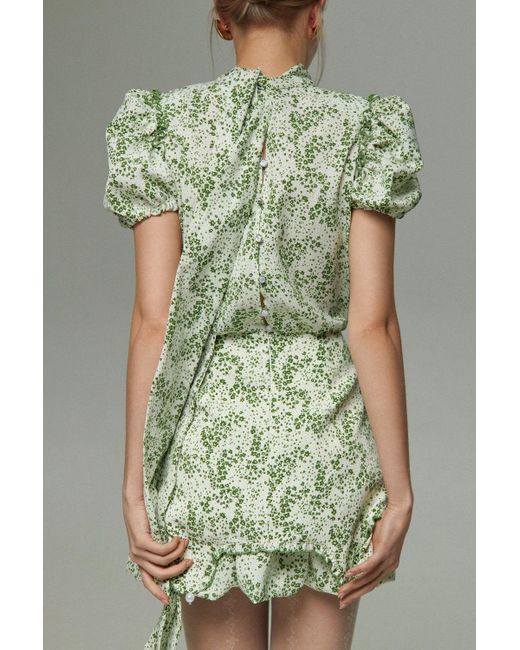 GURANDA Mini Dress With Flowers in Green | Lyst