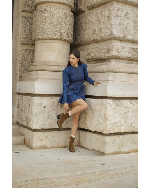 GURANDA Denim Dress With Bascque Mini in Blue | Lyst