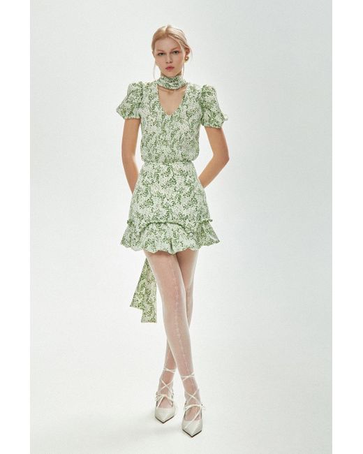 GURANDA Mini Dress With Flowers in Green | Lyst