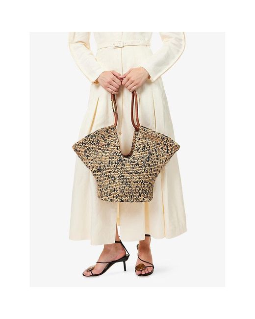 Zimmermann Golden-Time Medium Raffia Tote Bag in Metallic | Lyst