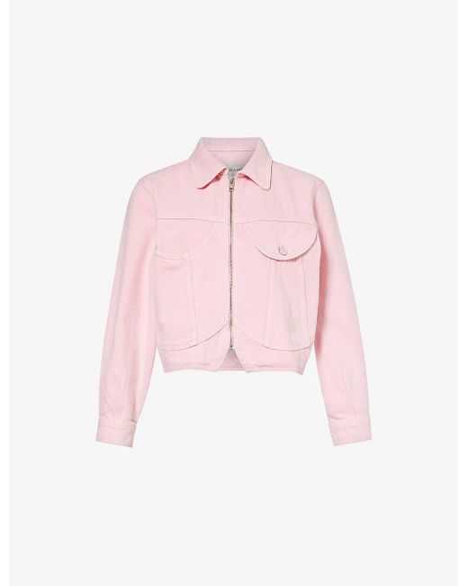 FRAME Heart Corset-detail Relaxed-fit Denim Jacket in Pink | Lyst UK