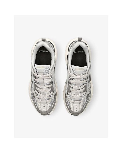 Represent Fashion Runner Mesh And Leather Low-Top Trainers in White for ...