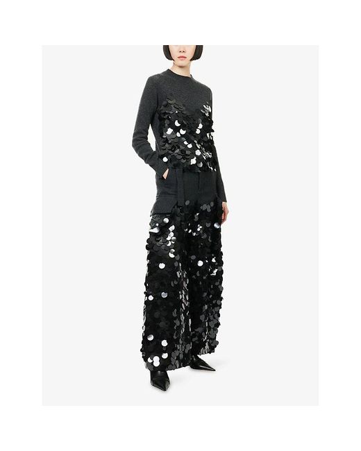 Sacai Sequin-Embellished Wool Jumper in Black | Lyst UK