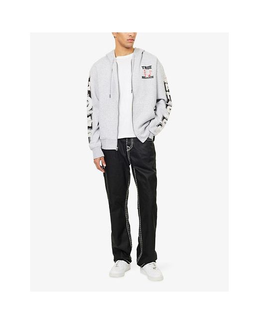 TRUE RELIGION Bobby Super T Straight-Leg Coated-Denim Jeans in Black ...