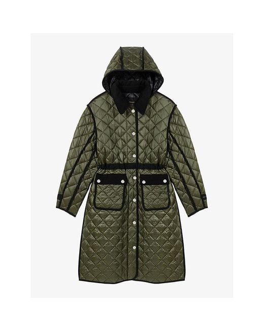 Maje Quilted Adaptable Puffer Coat in Green | Lyst