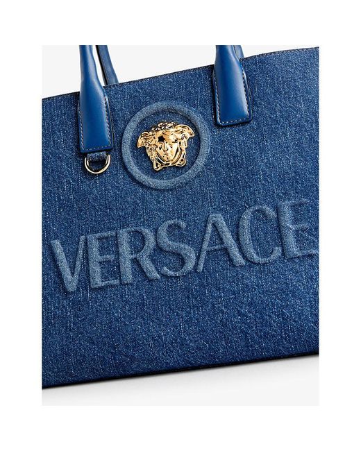 Versace Medusa Cotton Tote Bag in Blue | Lyst