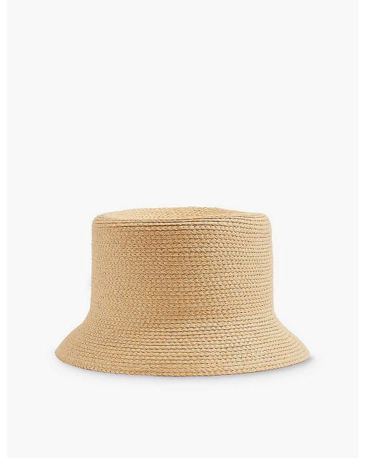 Reiss Rachel Straw Paper Bucket Hat in Natural | Lyst UK
