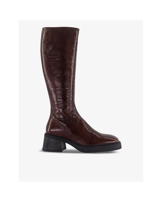 Miista Yumi Patent-Leather Heeled Boots in Brown | Lyst