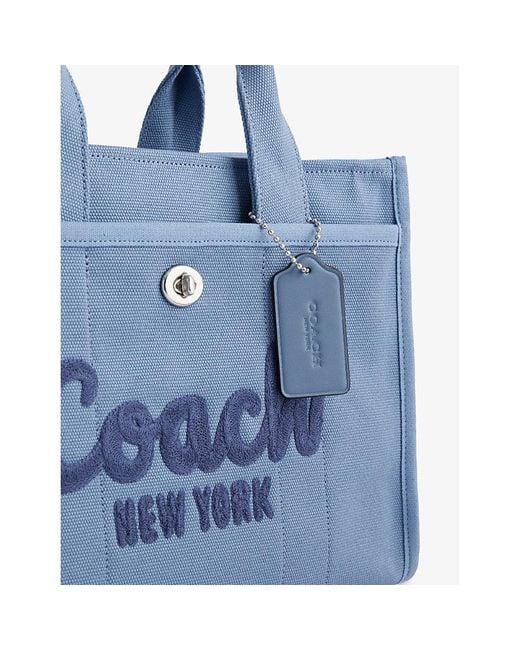 COACH Cargo Logo-embroidered Canvas Tote Bag in Blue | Lyst