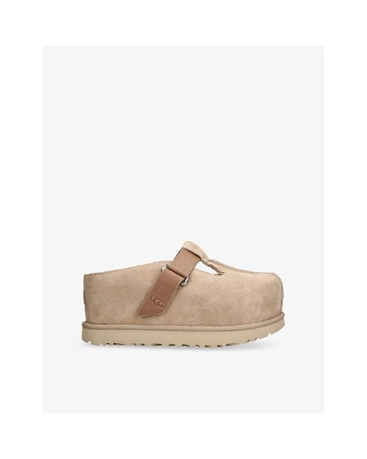 UGG Goldenstar Hi-Top Suede Clogs in Natural | Lyst