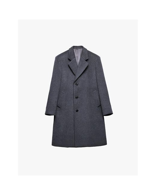 Prada Single-Breasted Notched-Lapel Wool Coat in Blue for Men | Lyst