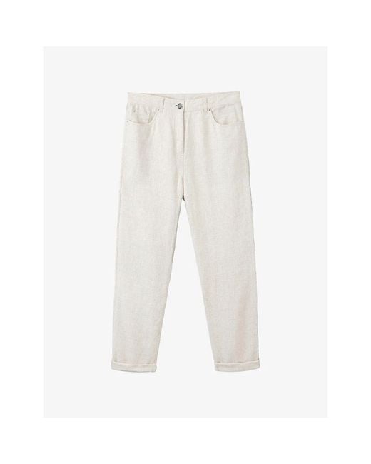 The White Company Brompton Tapered-Leg Linen Trousers in White | Lyst UK