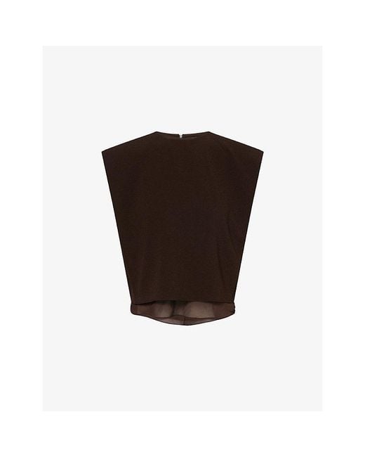 ROTATE BIRGER CHRISTENSEN Two-Layer Boxy-Fit Crepe Top in Brown | Lyst UK