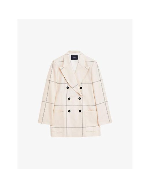 JOSEPH Leandre Checked Wool-blend Jacket in Natural | Lyst