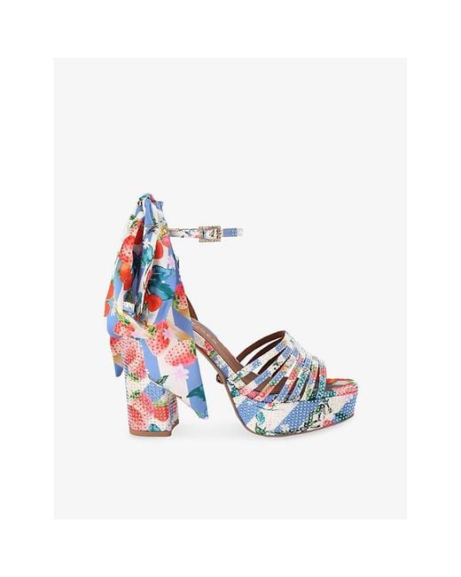 Kurt Geiger Pierra Ankle-Tie Woven Platform Heels in Blue | Lyst UK