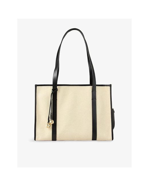 Sandro Medium Canvas Tote Bag in Natural | Lyst