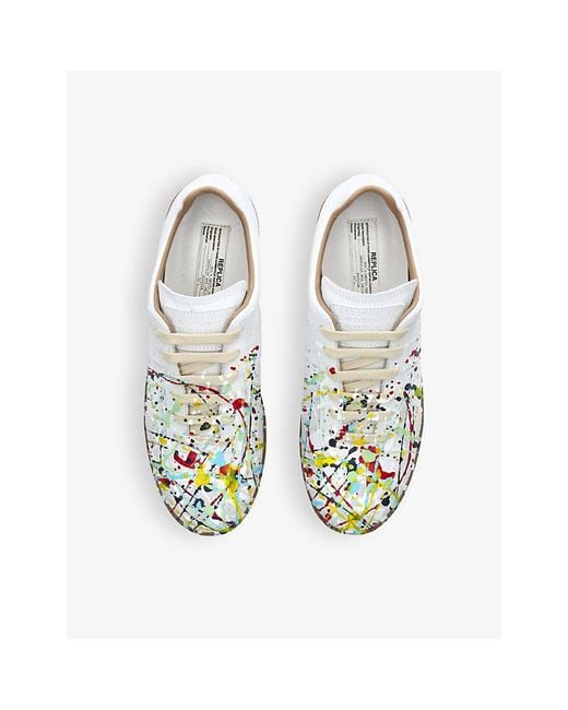Maison Margiela Oth Replica Painter Leather Low-Top Trainers in White ...
