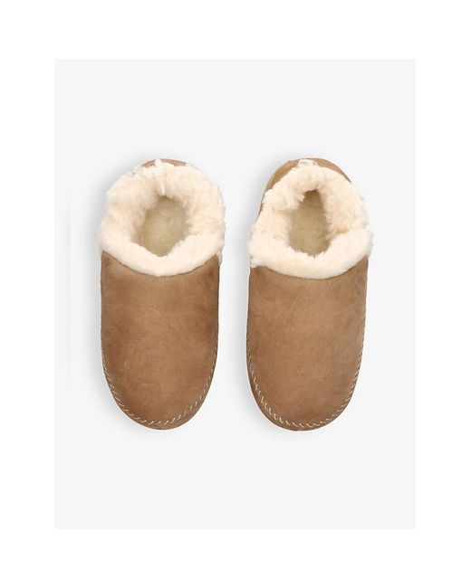 UGG Anders Logo-Patch Suede Slippers in Natural | Lyst