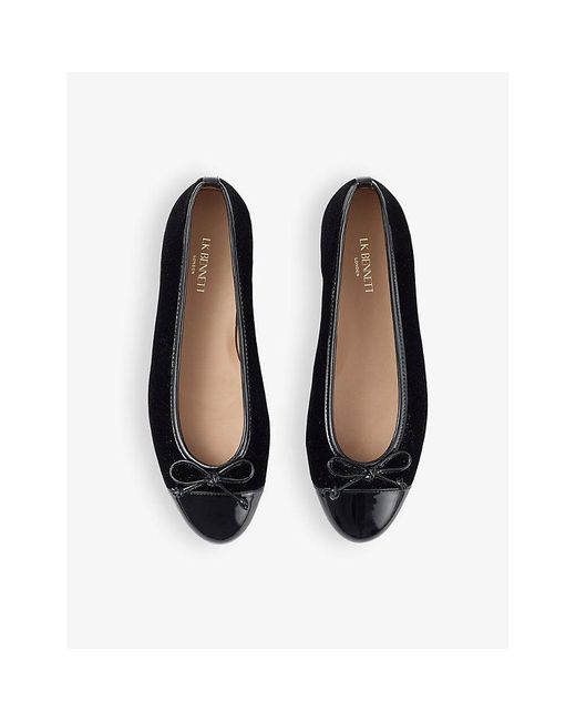 LK Bennett Kara Contrast Toe-Panel Leather Ballerina Flats in Black | Lyst