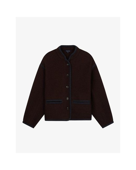 Soeur Olympe Cropped Boxy-fit Wool Jacket in Black | Lyst