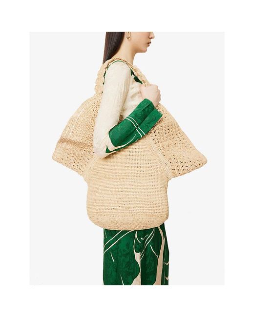 Zimmermann Ruffle-Shape Raffia Tote Bag in Natural | Lyst