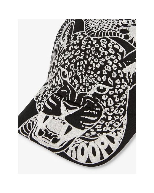 The Kooples Graphic-Embroidered Curved-Peak Cotton Cap in Black | Lyst