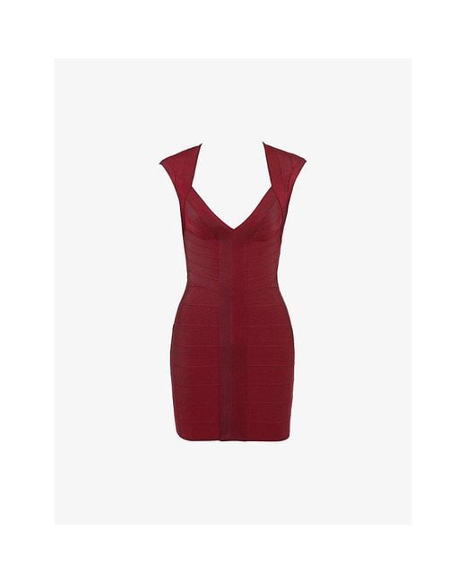 House Of Cb The Icon Stretch-Woven Bandage Mini Dress in Red | Lyst UK