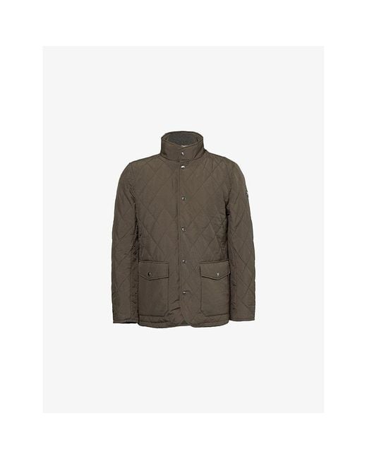 Hackett Funnel-Neck Quilted Regular-Fit Shell Jacket in Brown for Men ...