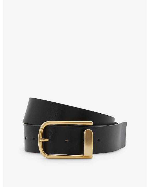 Reiss Iyla Half-keeper Leather Belt in Black | Lyst UK