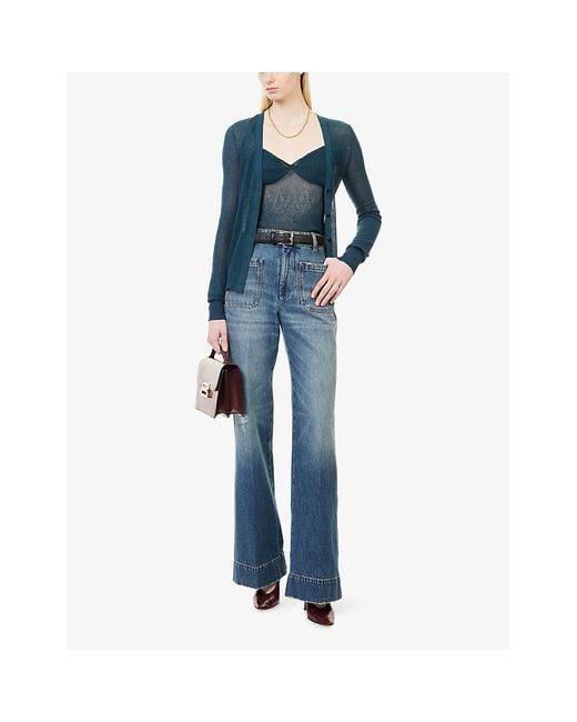 Victoria Beckham Alina Wide-Leg Denim Jeans in Blue | Lyst UK