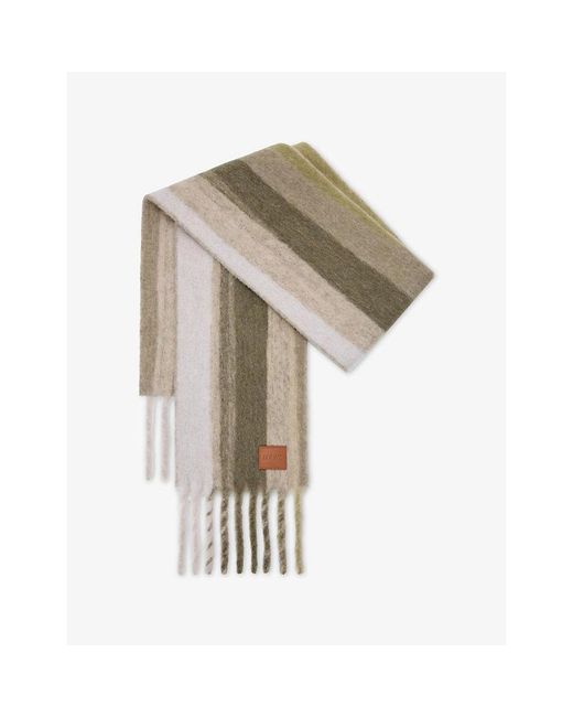 Loewe Striped Branded Wool-Blend Scarf in Natural | Lyst UK