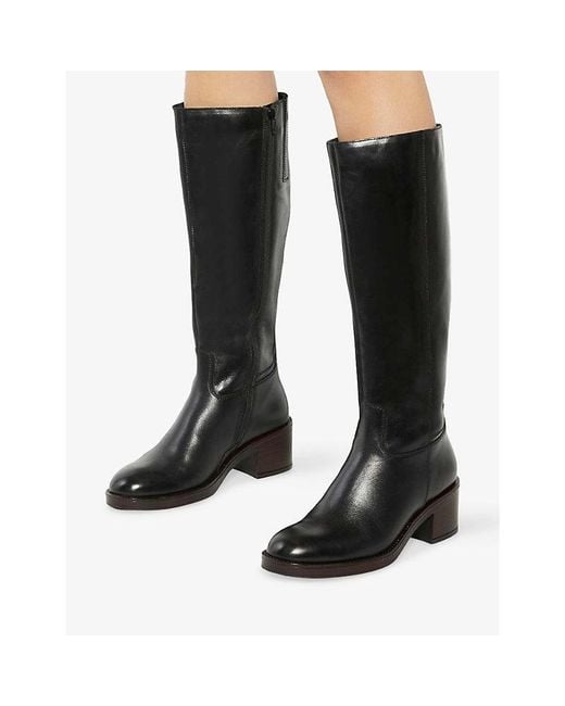 Dune Tammies Leather Heeled Knee-High Boots in Black | Lyst UK