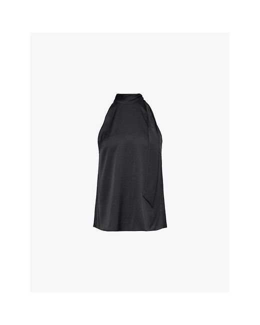 Theory Side-Tie Halter-Neck Woven Top in Blue | Lyst