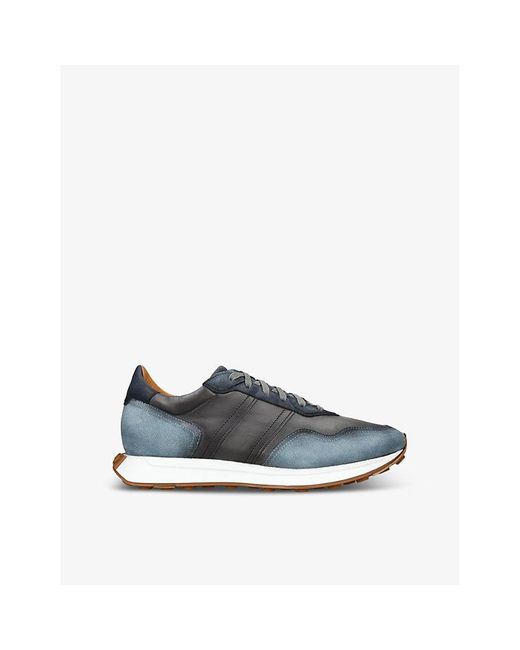 Magnanni Romero Ii Contrast-Panel Lace-Up Leather Low-Top Trainers in ...